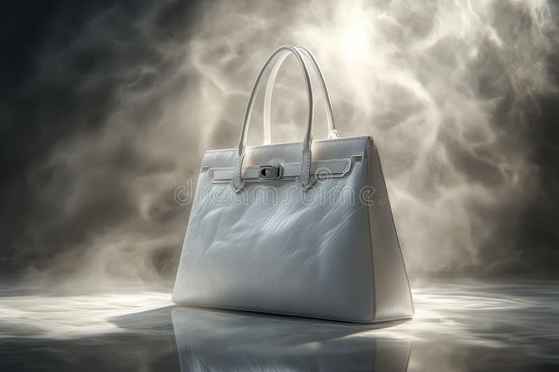 Unique White Handbag with a Wavy Design and Smoke Effect on a Dark ...