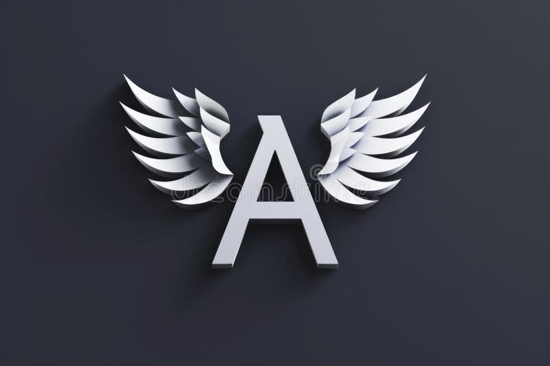 A Unique White Letter with Wings on a Black Background. Perfect for ...