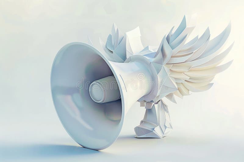 A Unique White Megaphone with Paper Wings Attached, Perfect for ...