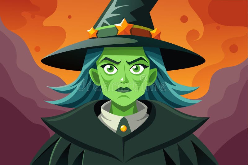 A Unique Witch Stands Confidently, Showcasing a Vibrant, Stylized Look ...