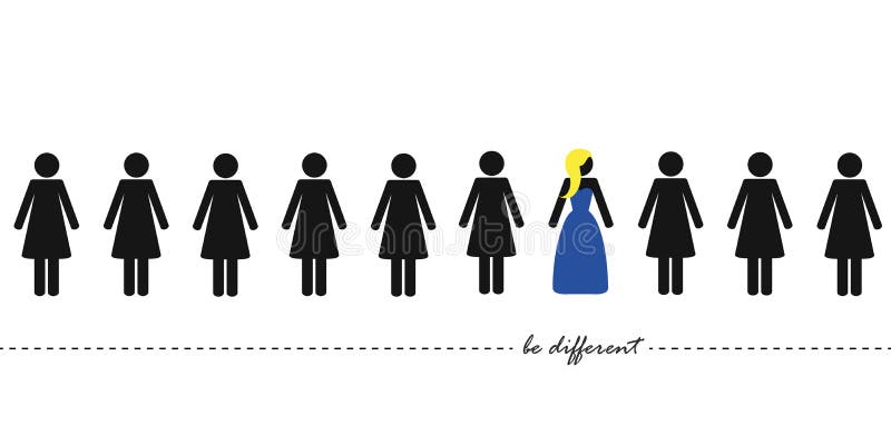 Unique Woman in a Group Think Different Concept Stock Vector ...