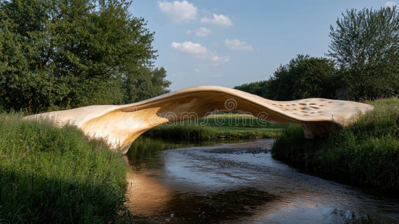 Unique Wooden Bridge Over a Stream in a Natural Environment. Stock ...