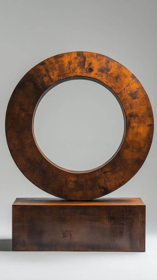 Unique Wooden Circular Sculpture on Display with Natural Patterns and a ...