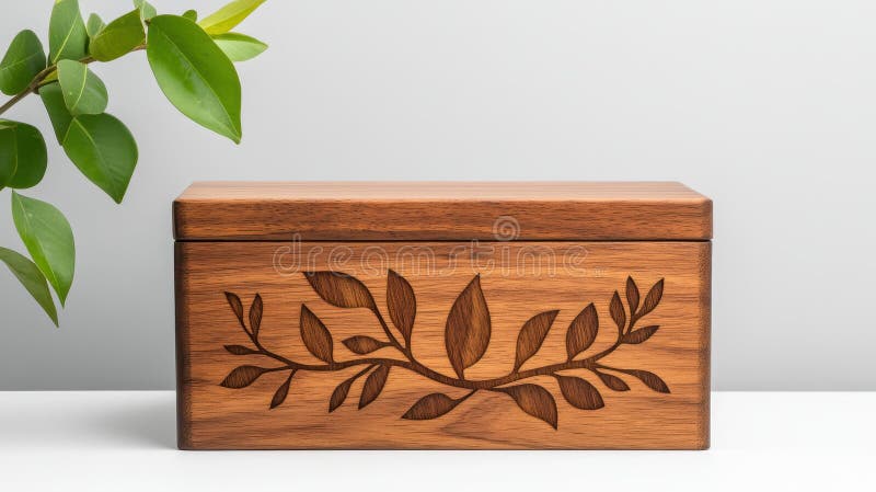 Unique Wooden Keepsake Box Featuring an Engraved Design, Showcasing ...