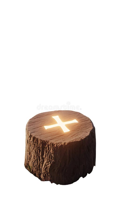Stylish Wooden Stool with Illuminated Cross Design Stock Illustration ...