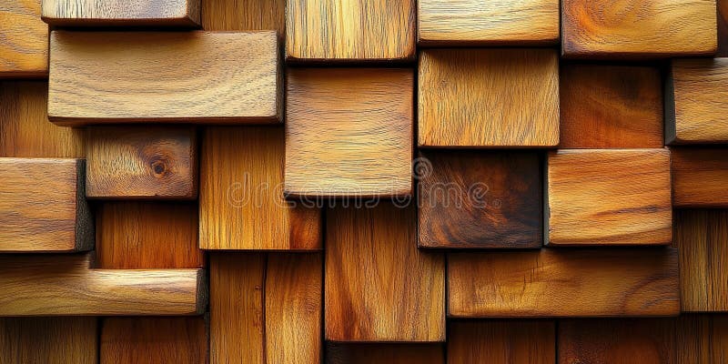 Unique Wooden Wall Design with Interlocking Blocks Showcasing Natural ...