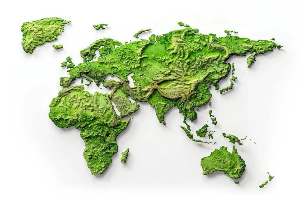 Unique World Map Created Using Green Leaves. Perfect for Environmental ...
