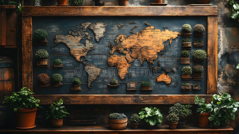 World Map Planter stock illustration. Illustration of design - 369435201