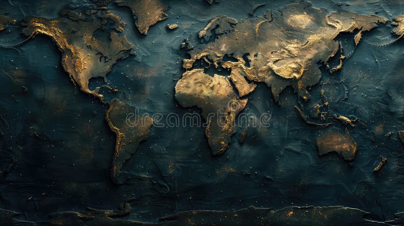 Unique World Map Illustration: Areas of Seas and Oceans Appear Burned ...