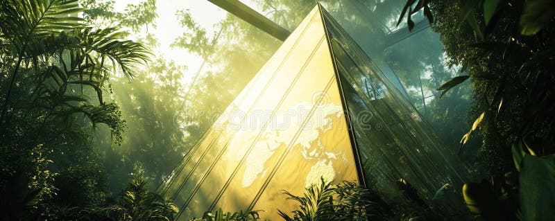 Unique World Map Illustration Etched into Glass Surface of a Pyramid ...