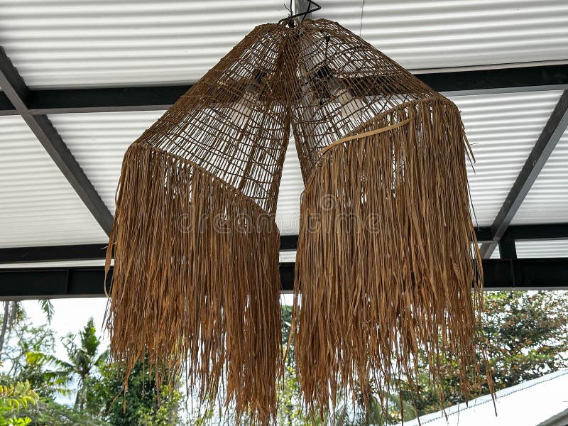Unique Woven Chandelier with Natural Material Hanging from Ceiling in ...
