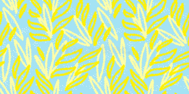 Unique Yellow Abstract Organic Shapes Seamless Pattern on a Blue ...