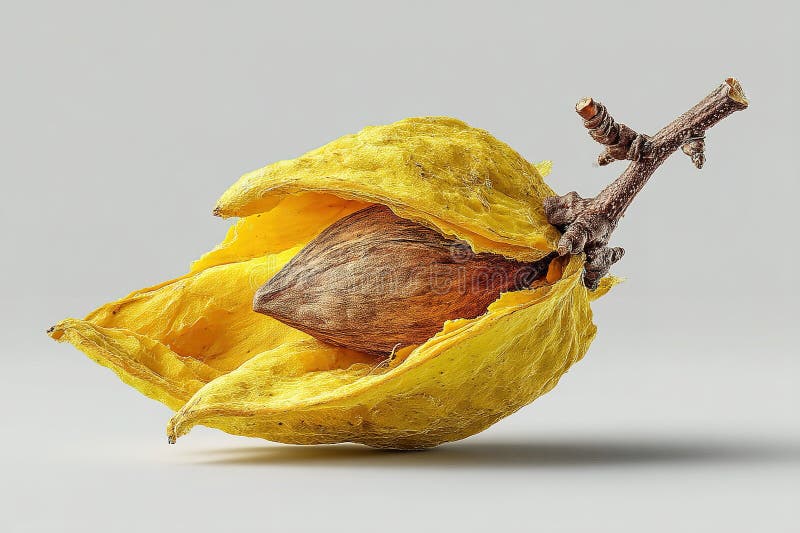 Unique Yellow Pod with a Seed Displayed Against a Neutral Background ...