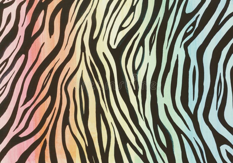 Colorful Zebra Print Pattern in Gouache Stock Illustration ...