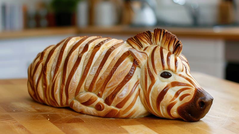 Unique Zebra-shaped Bread Loaf Resting on Table. Creative Culinary ...