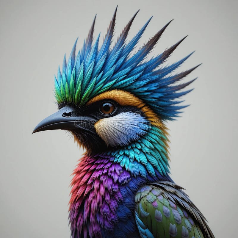 A Uniquely Colored Bird with Sharp, Spiky Feathers on Its Head, Hyper ...