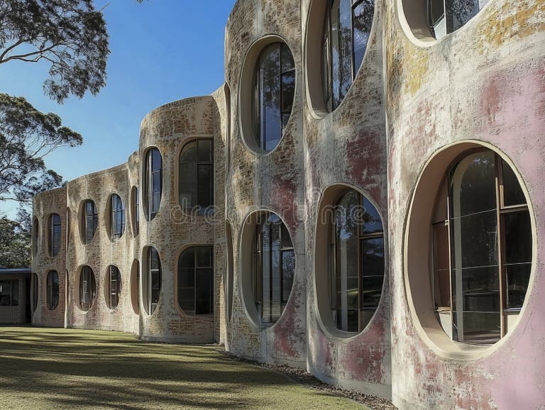A Uniquely Designed Architectural Building Featuring Large Oval Windows ...