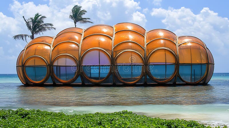 A Uniquely Designed Building Floats Partially in Ocean Waters on Coast ...