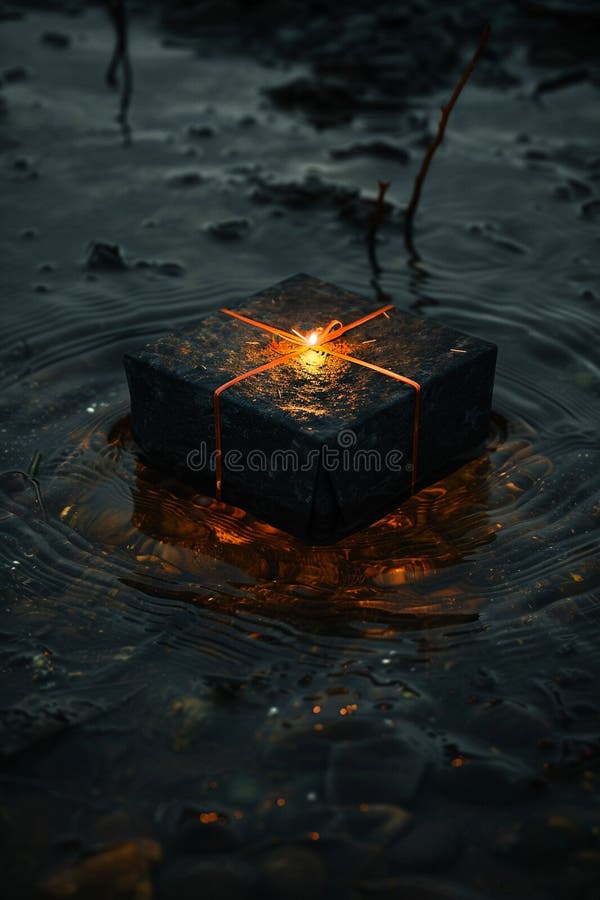 A Uniquely Designed Gift Box Surrounded by Darkness Stock Illustration ...