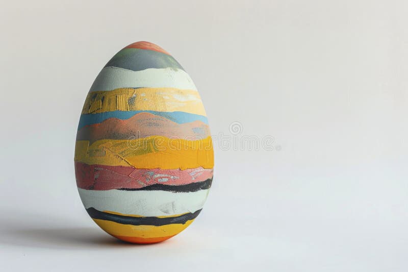 A Uniquely Painted Easter Egg in Bold Tempera Colors Stands Out on a ...