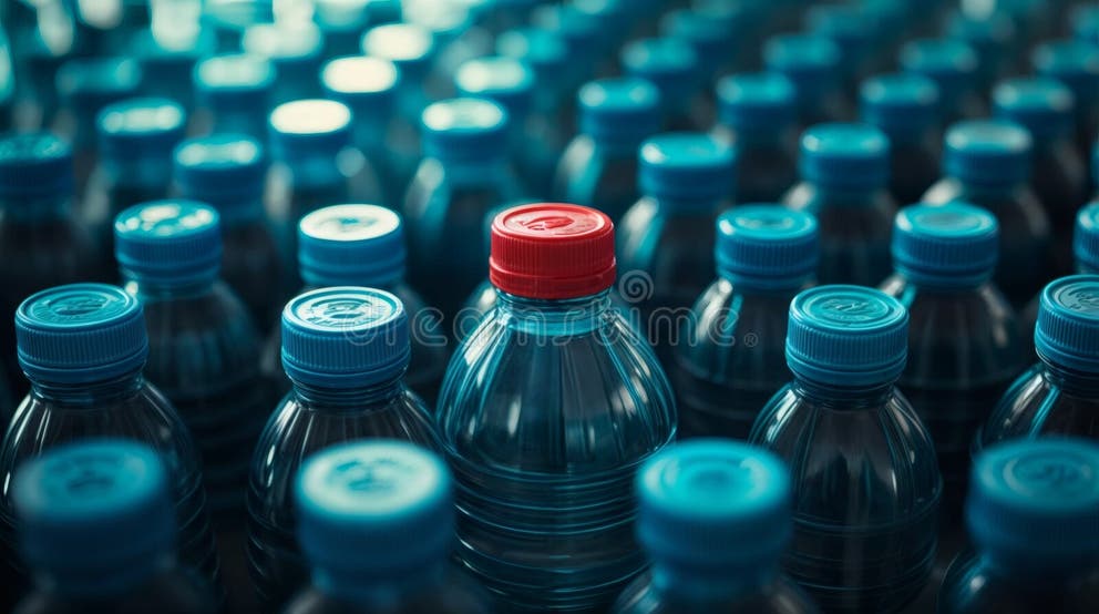 Uniqueness Concept. Same Water Bottles and One in the Middle that is ...