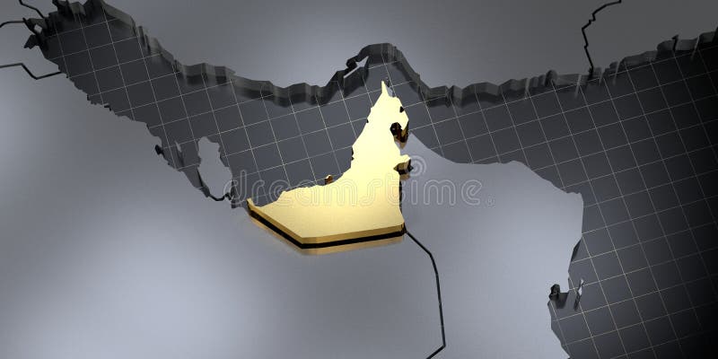 United Arab Emirates - Country Shape - 3D Illustration Stock ...