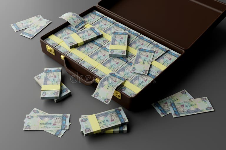 United Arab Emirates Currency Notes Dirham AED 500 in a Briefcase - 3D ...