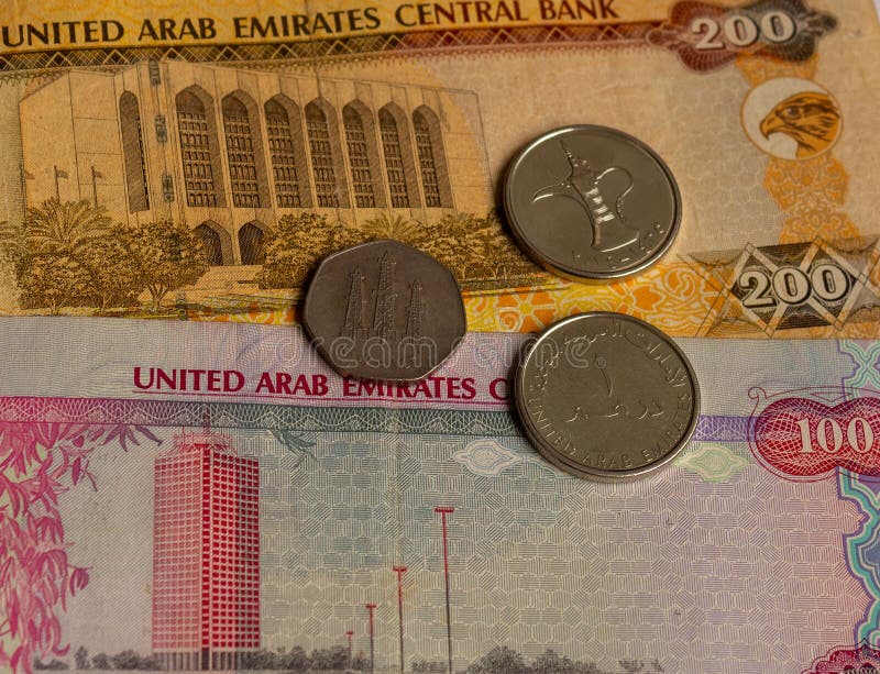 United Arab Emirates Dirham Banknotes and Coins Stock Image - Image of ...