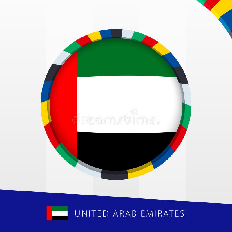 United Arab Emirates Flag with Colorful Circle Border Stock Vector ...