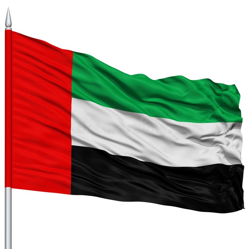 United Arab Emirates Flag on Flagpole Stock Photo - Image of patriot ...