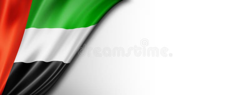 United Arab Emirates Flag Isolated on White Banner Stock Illustration ...