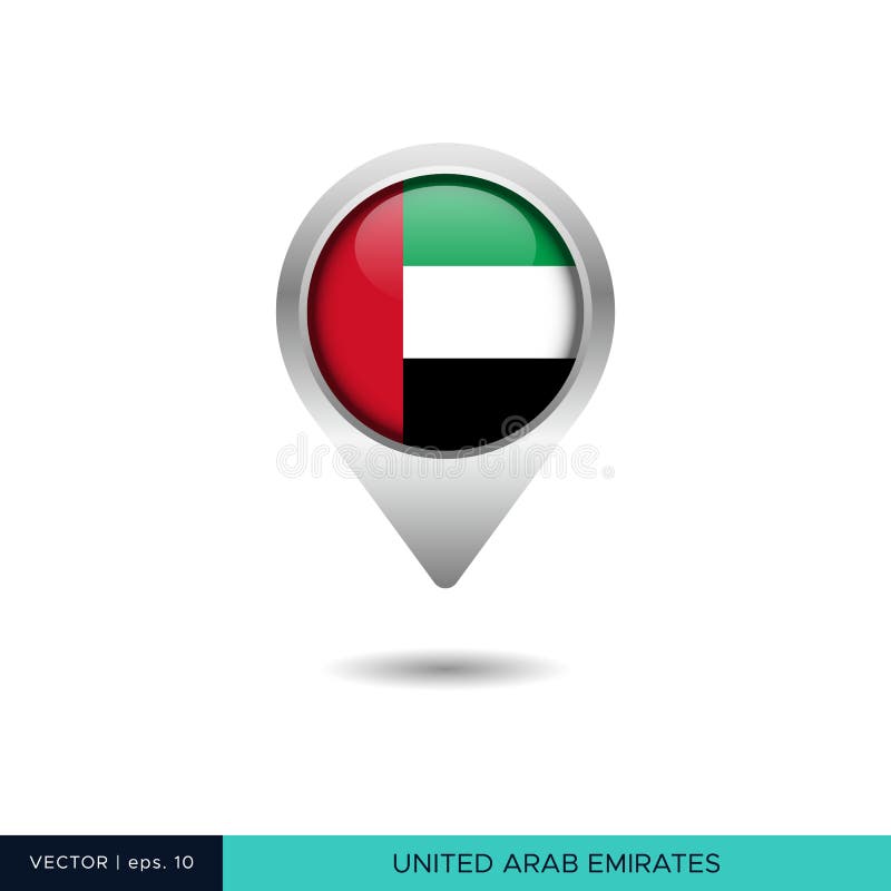 United Arab Emirates Flag Map Pin Vector Design Template. Stock Vector ...