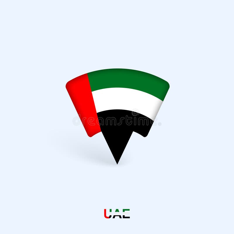 United Arab Emirates Flag Map Pointer Design with Shadow Stock Vector ...