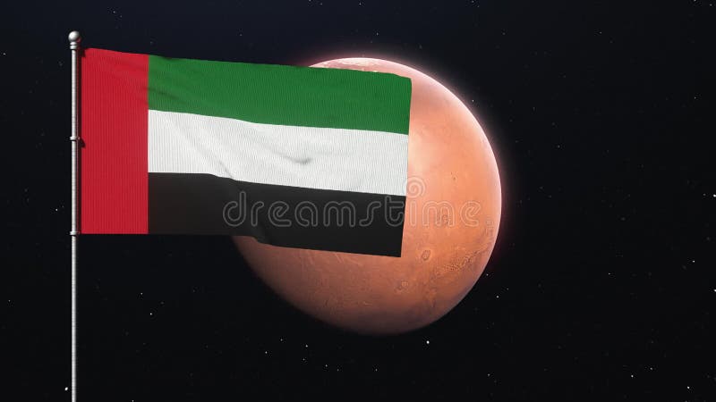 United Arab Emirates Flag on Mars Planet. 3d Render. UAE Space Program ...