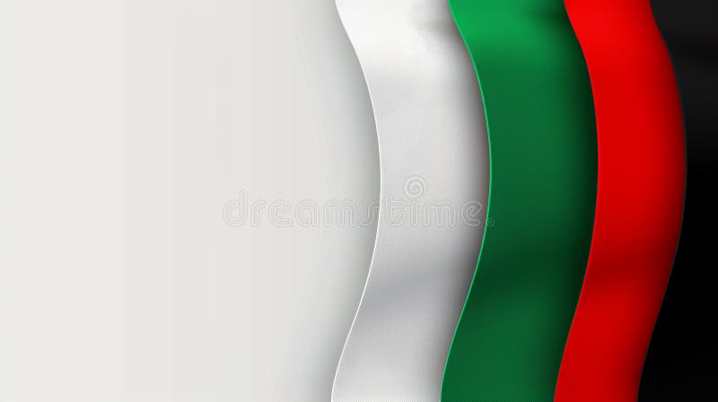 United Arab Emirates Flag with Vertical Stripes and Red Bar Stock ...