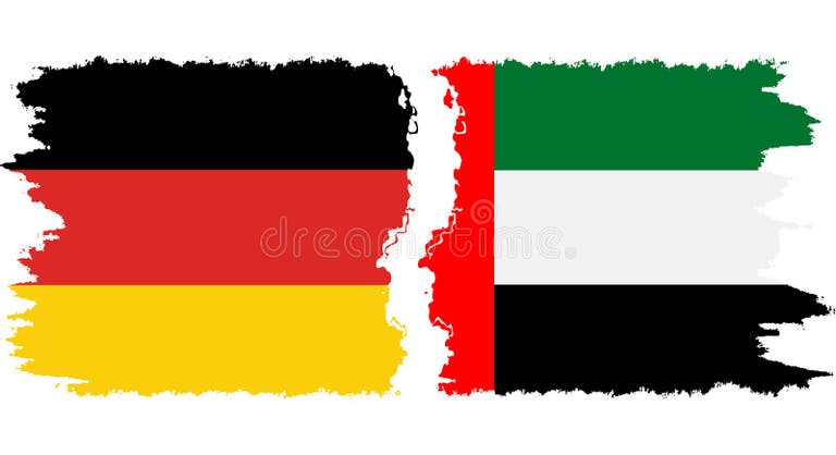 United Arab Emirates and Germany Grunge Flags Connection Vector Stock ...