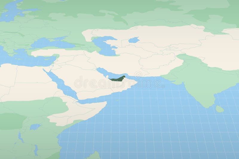 United Arab Emirates Highlighted on a Detailed Map, Geographic Location ...