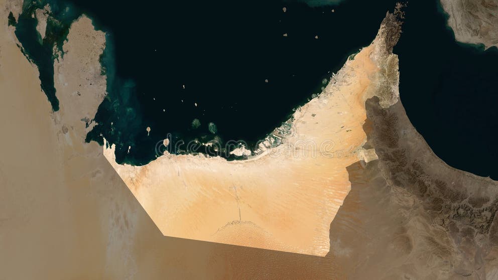 United Arab Emirates Highlighted. Low-res Satellite Stock Illustration ...