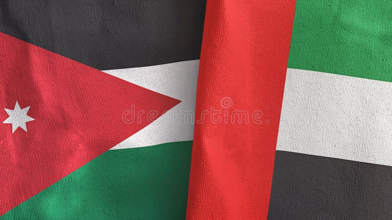 United Arab Emirates and Jordan Two Flags Textile Cloth 3D Rendering ...