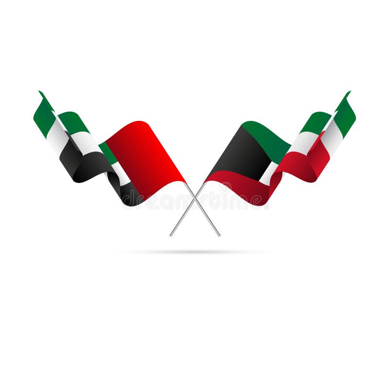 United Arab Emirates and Kuwait Flags. Vector Illustration. Stock ...