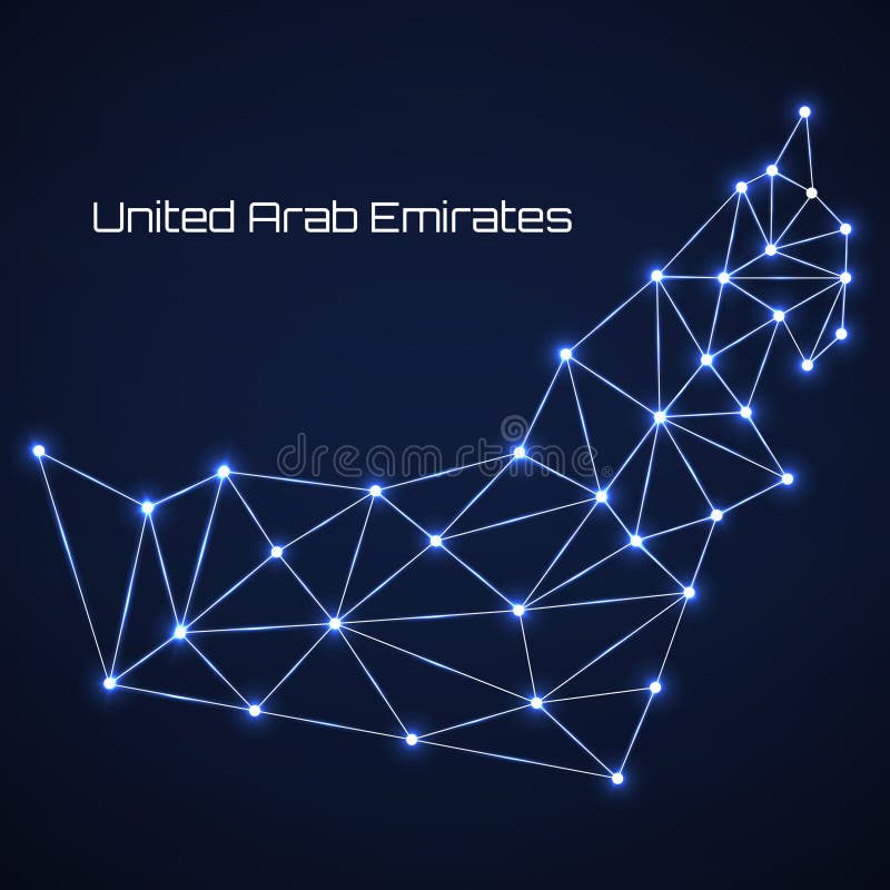 United Arab Emirates of Lines and Dots, Mesh Polygonal Network ...
