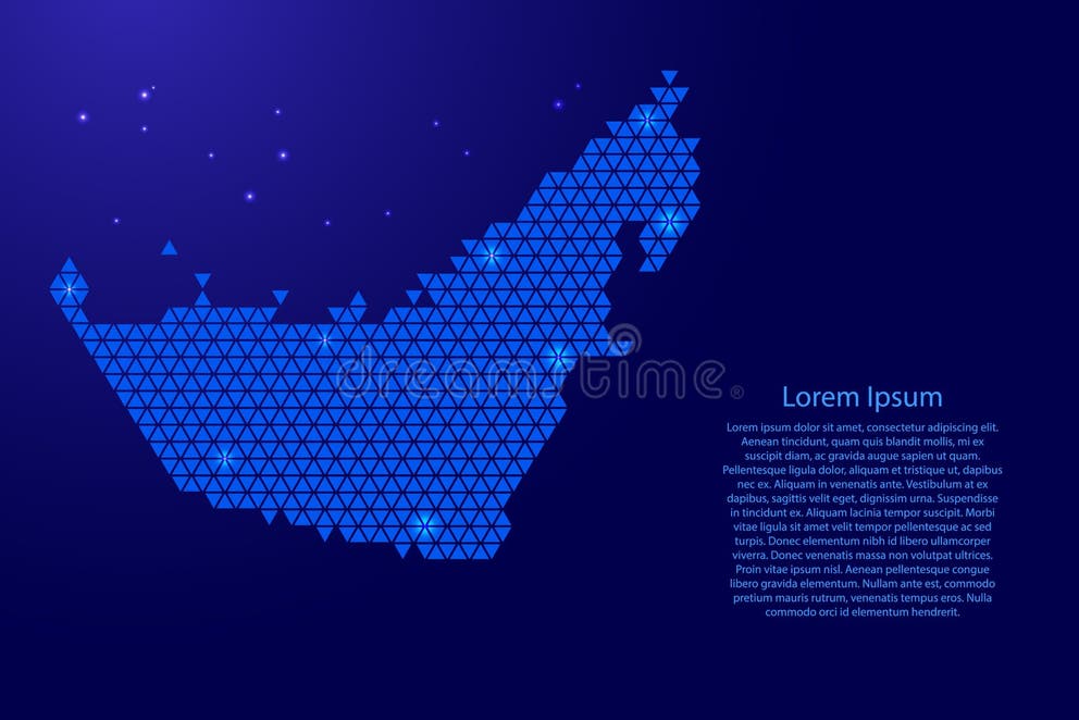 United Arab Emirates Map Abstract Schematic from Blue Triangles ...