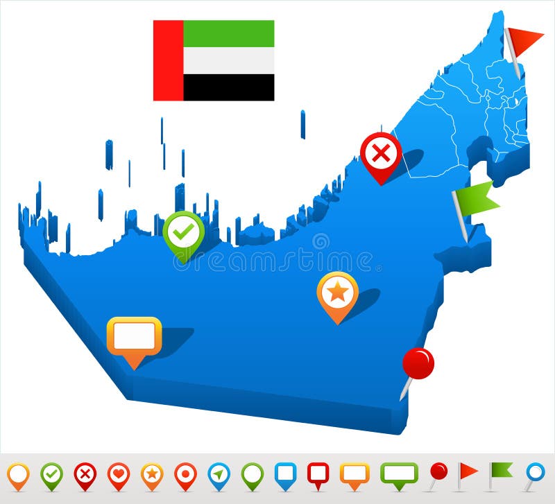 United Arab Emirates - Map and Flag - Illustration Stock Illustration ...
