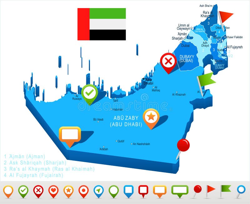 United Arab Emirates - Map and Flag - Illustration Stock Illustration ...