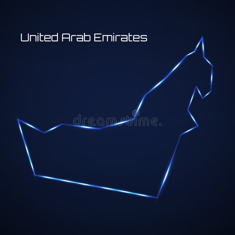 United Arab Emirates Map with Glowing Borders Stock Illustration ...