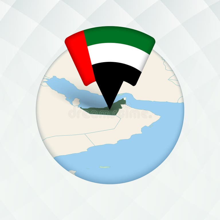 United Arab Emirates Map Highlighted with Flag Marker Stock ...