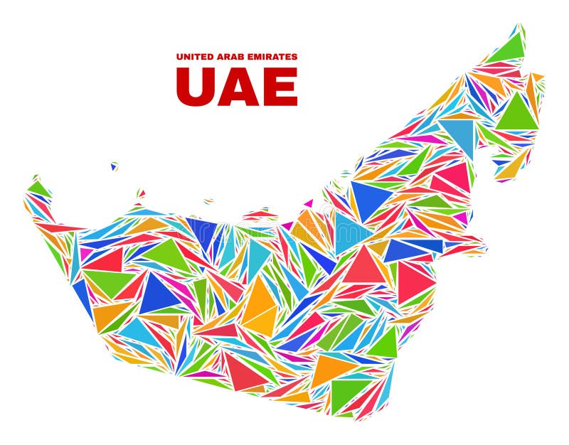 United Arab Emirates Map - Mosaic of Color Triangles Stock Vector ...