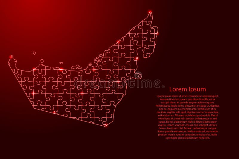 United Arab Emirates Map from Red Pattern from Composed Puzzles and ...