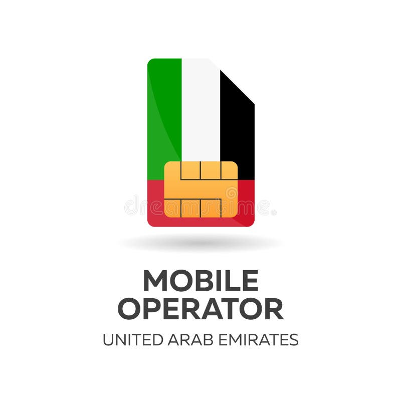 United Arab Emirates Mobile Operator. UAE. SIM Card with Flag. Vector ...
