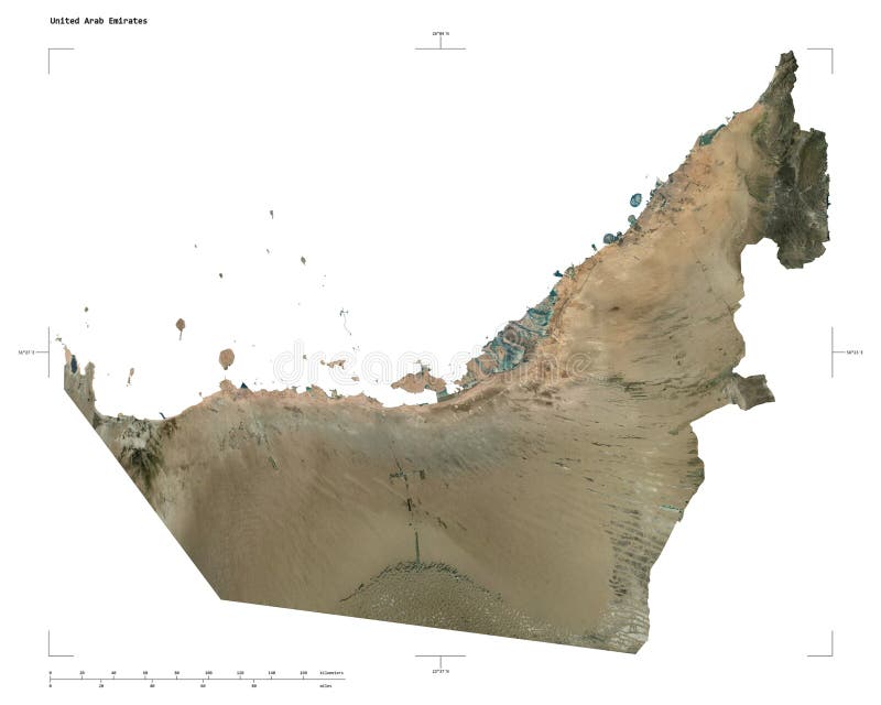 United Arab Emirates Shape on White. High-res Satellite Stock ...